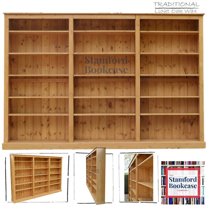 Solid Pine, 6ft x 9ft Adjustable Display Bookcase, Library Shelving ...