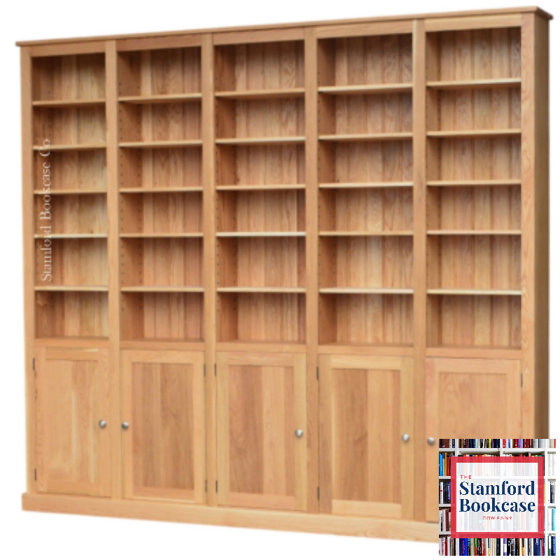 Solid Oak 8ft x 9ft Adjustable Display Library Bookcase, Bookshelves ...