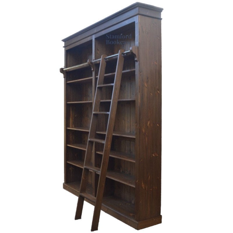 Solid Wood 8ft Tall Bookcase, Adjustable Display "Heavy Duty" Library ...