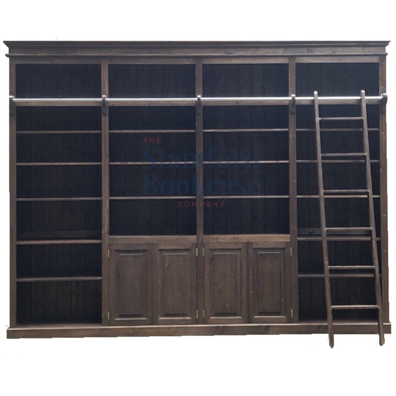 Traditional 8ft Tall (4x Bay) Bookcase, Adjustable Display "Heavy Duty ...