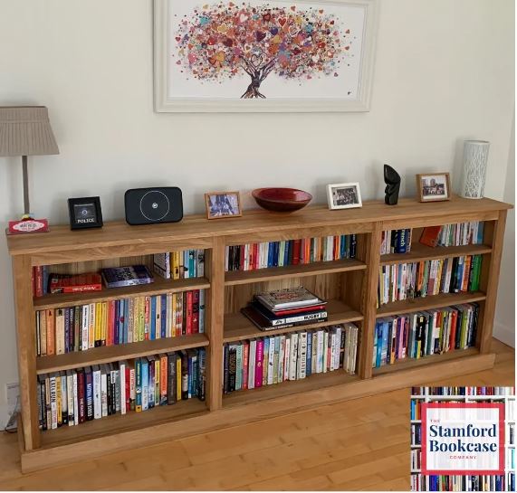 Solid Oak 3ft x 8ft Adjustable Display Low Triple Bookcase | The ...
