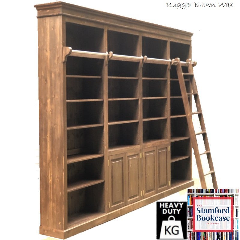 Traditional 8ft Tall (4x Bay) Bookcase, Adjustable Display "Heavy Duty ...