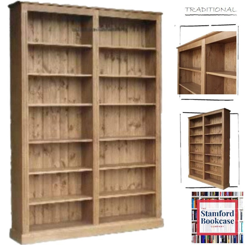 Solid Pine, 7ft x 5ft Adjustable Display Tall Shelving Bookcase | The Stamford Bookcase Company