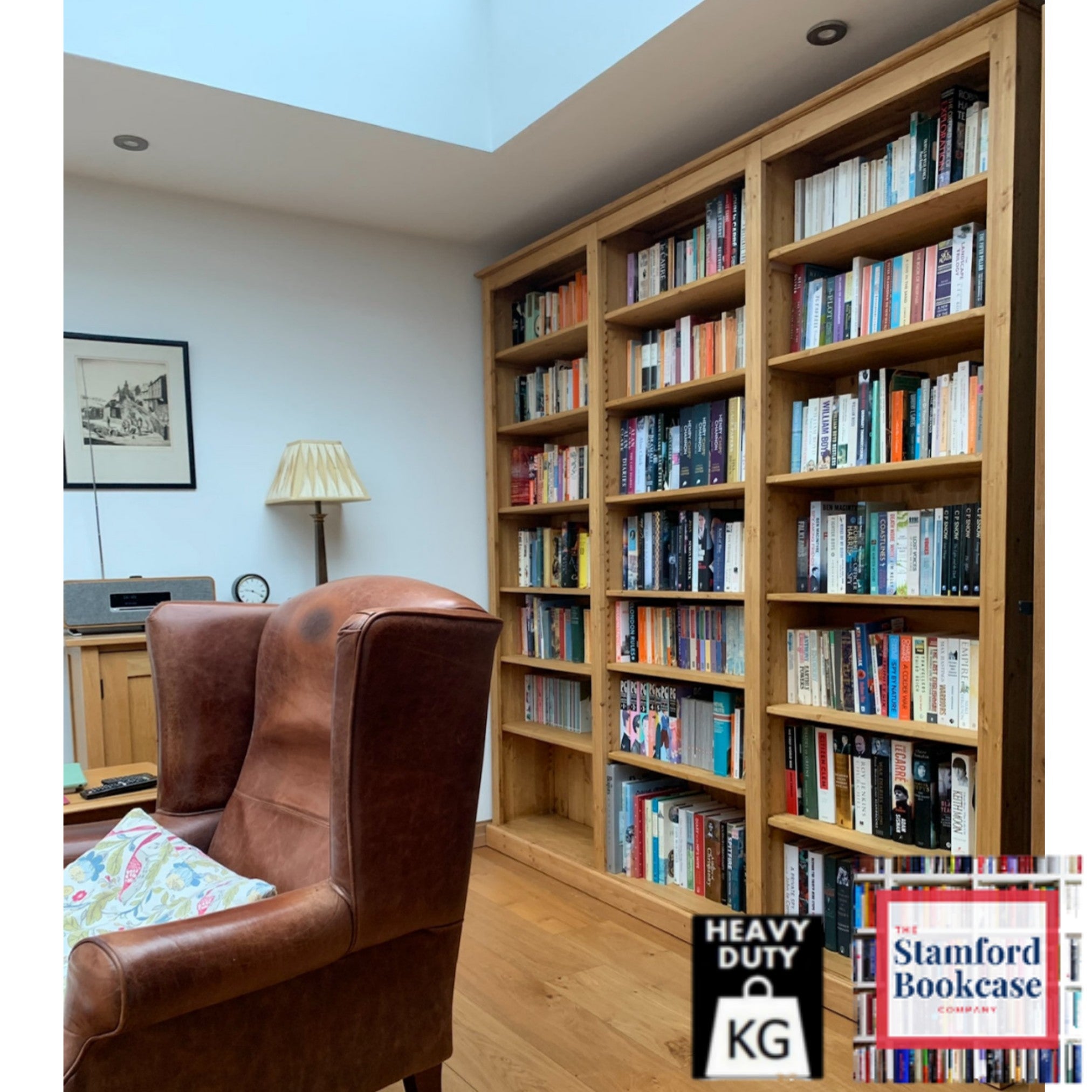 Solid Pine, 7ft x 8ft Adjustable Display Bookcase, Library Shelving ...