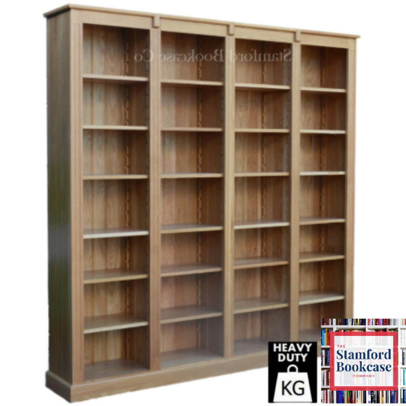 Solid Oak 7ft x 7ft Adjustable Display Bookcase, Heavy Duty Library ...