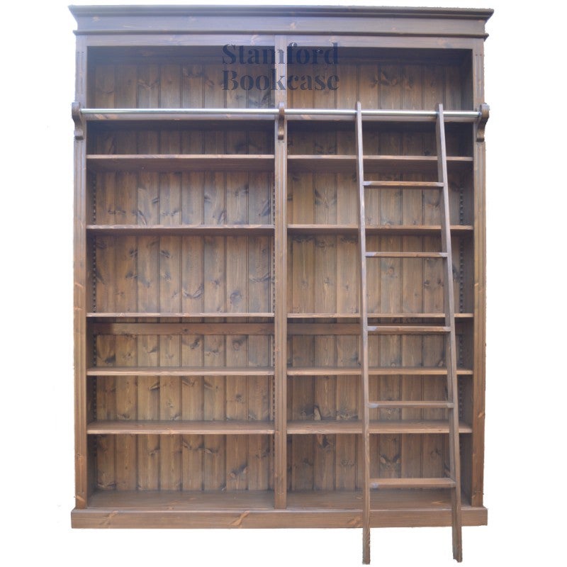Solid Wood 8ft Tall Bookcase, Adjustable Display "Heavy Duty" Library ...