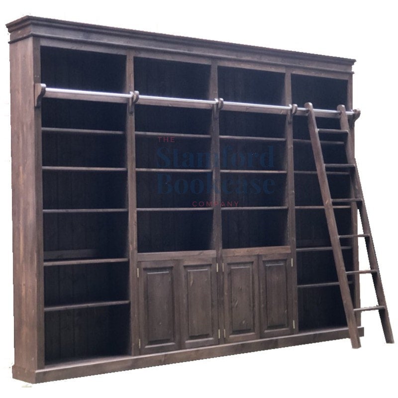Traditional 8ft Tall (4x Bay) Bookcase, Adjustable Display "Heavy Duty ...