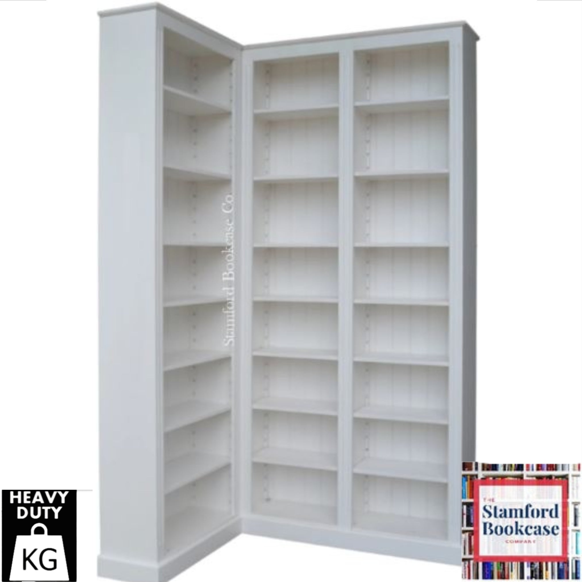 White, Grey Painted (or Bare Wood) 8ft Tall Adjustable Display, Corner ...
