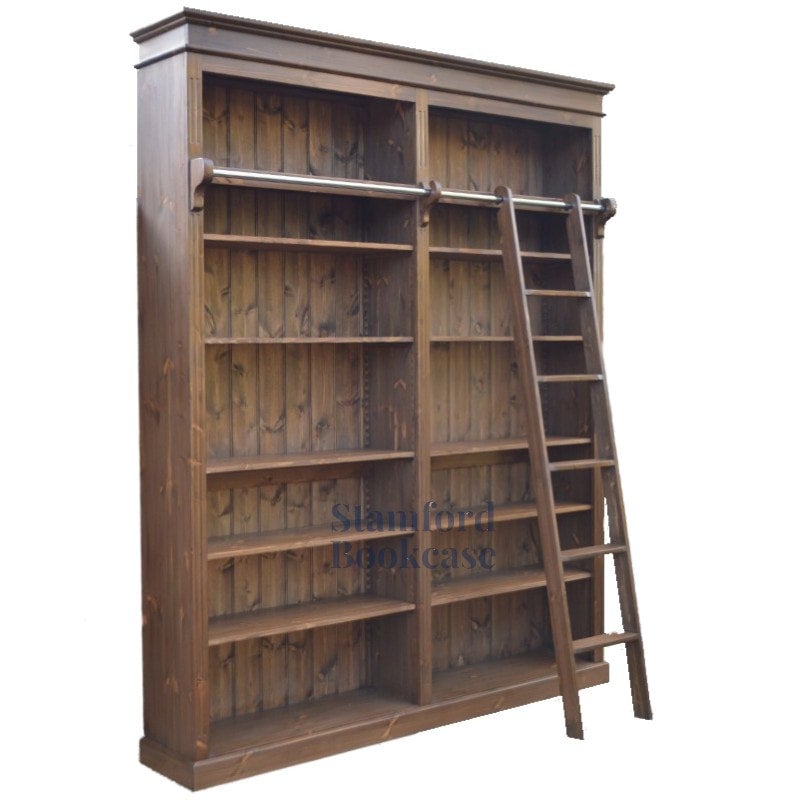 Solid Wood 8ft Tall Bookcase, Adjustable Display "Heavy Duty" Library ...
